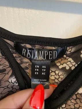 Revamped | Tops | Revamped Taupe Black Lace Snakeprint Bodysuit | Poshmark